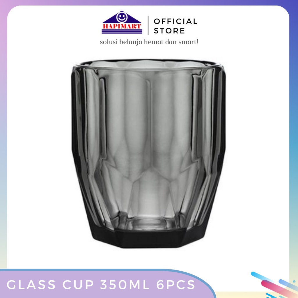 Jual Set Glass Cup/Gelas Minum Kaca Kristal Hitam Premium Mewah 350ml ...