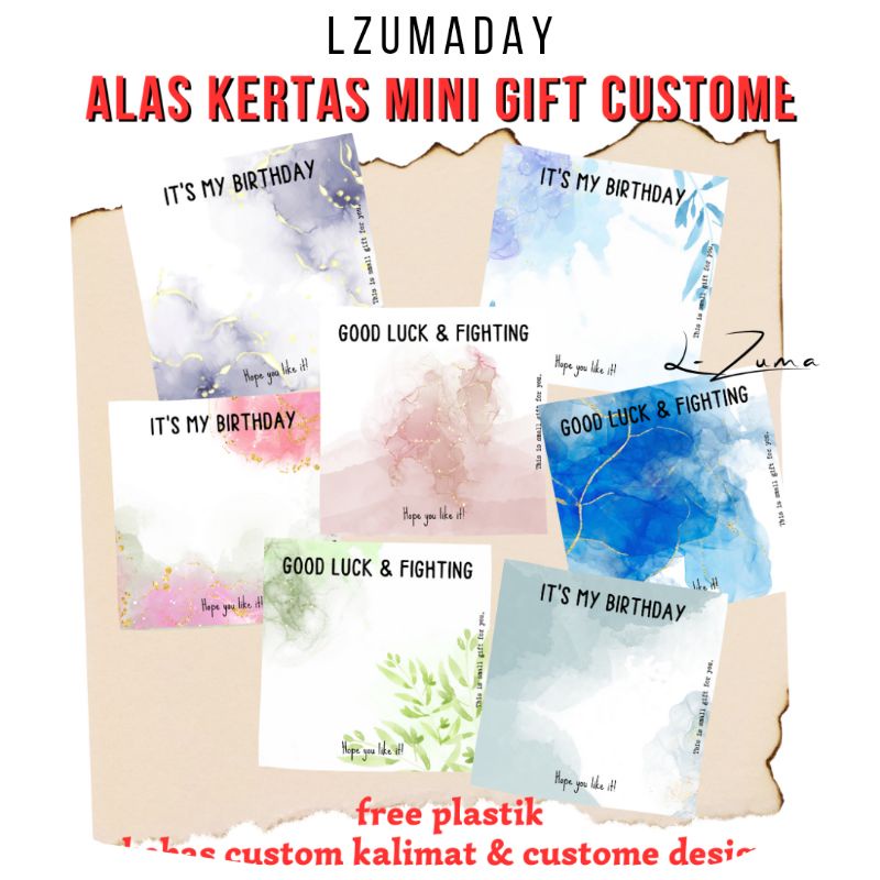 Jual [PART 2] Mini Gift Custome / Kertas Mini Gift + Plastik / Alas ...