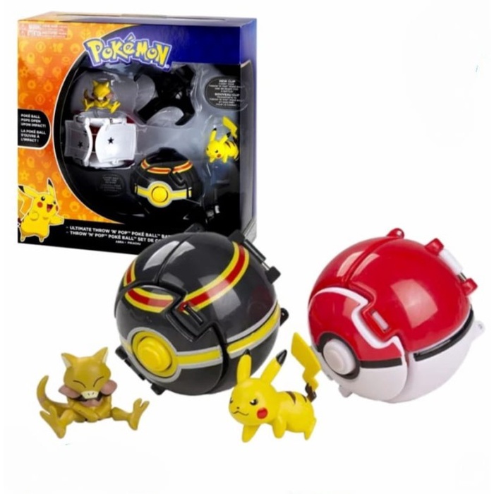 Jual tomy pokemon ultimate throw n pop poke ball battle set pikachu ...