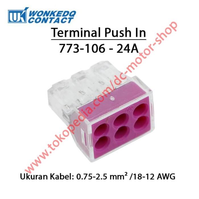 Jual Terminal Wago Push Connector 6 Pin Konektor Kabel Model Tusuk 773 ...