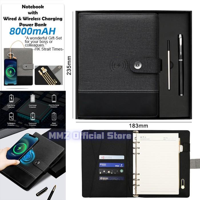 Jual Notebook Buku Catatan Agenda Wireless Charging Power Bank Gift Set ...