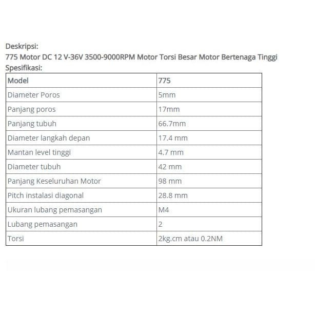 Jual PROMO!!! 775 DINAMO DC 12V - 36V TYPE 775 RPM 3500-9000 MOTOR TORSI BESAR TERLARIS | Shopee ...