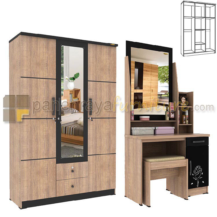 Jual Paket Kamar Set Lemari Pakaian Meja Rias Romaro LPP32LR + MR03 ...