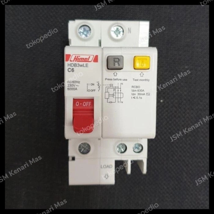 Jual RCBO MCB+ELCB 1P+N 6A 10A 16A 20A 25A 32A 40A HIMEL HDB3WLEN1C6 30MA ORIGINAL | Shopee ...