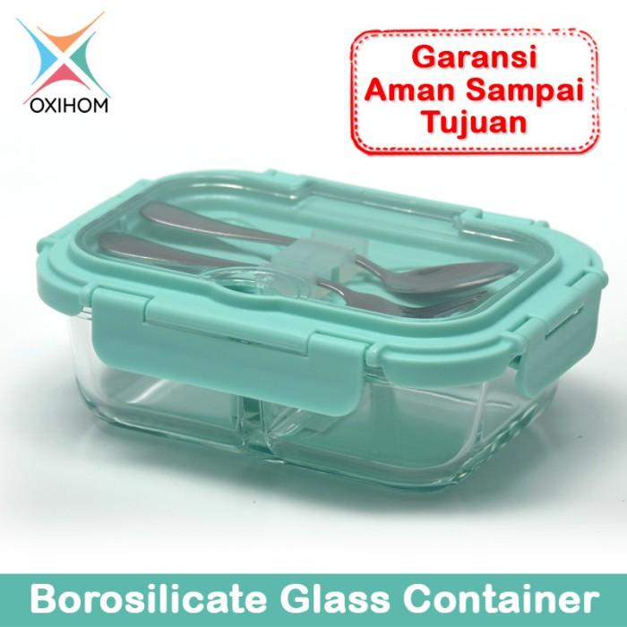 Jual Oxihom Kotak Tempat Makan Kaca Glass Food Container Sendok Garpu ...