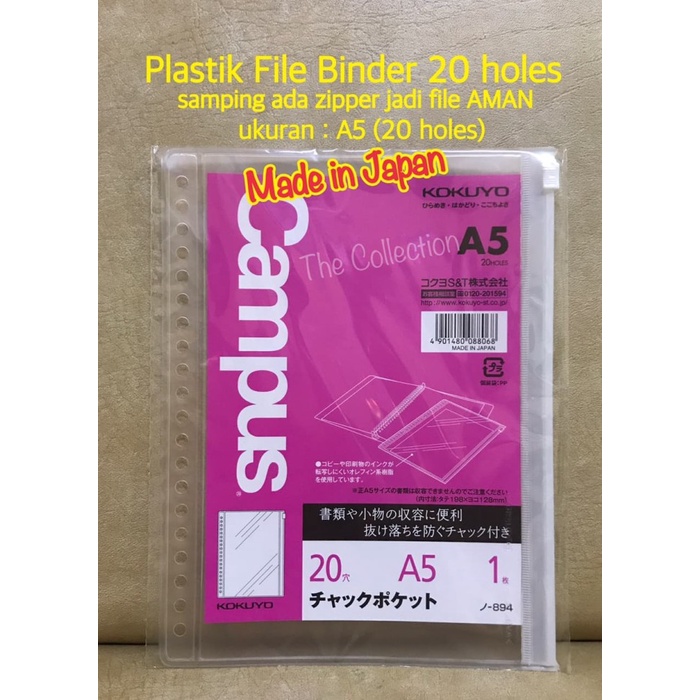 Jual Atk0523Ky Japan A5 Plastik File Binder With Zipper 894 Plastic ...