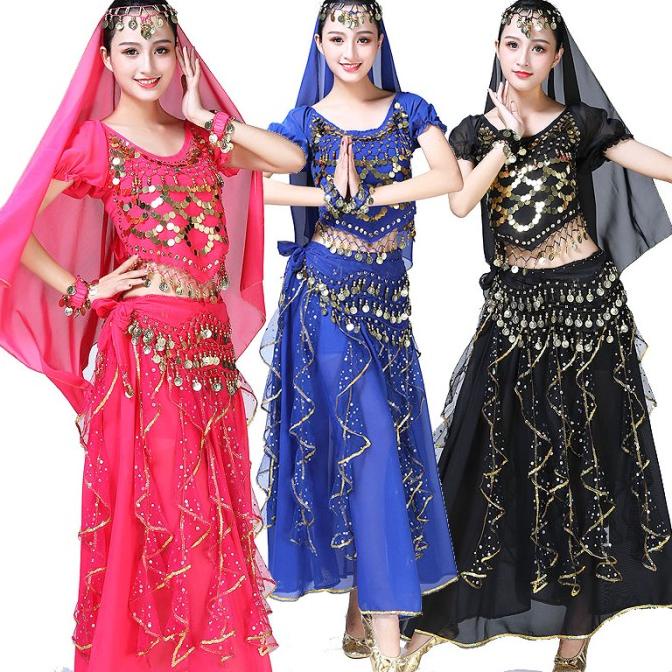 Jual KOSTUM SET ROK BELLY DANCE TARI PERUT TAMBORIN INDIAN SKIRT ...