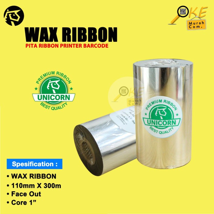 Jual Pita Carbon Ribbon Barcode Label Unicorn Wax 110x300M / 110 x 300 ...