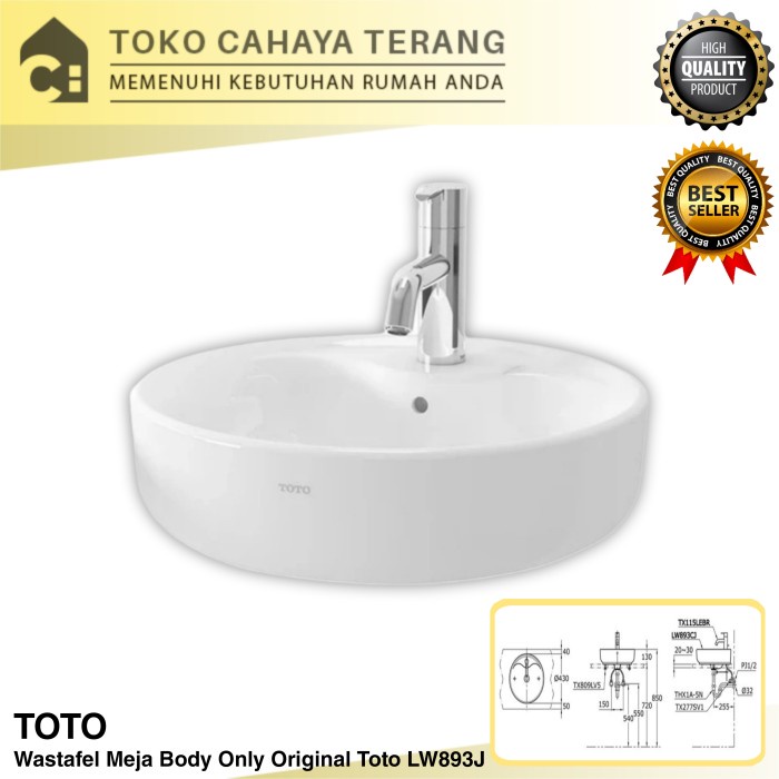 Jual Wastafel Meja Bulat Toto LW893CJ Body Only / Wastafel Cuci Tangan ...