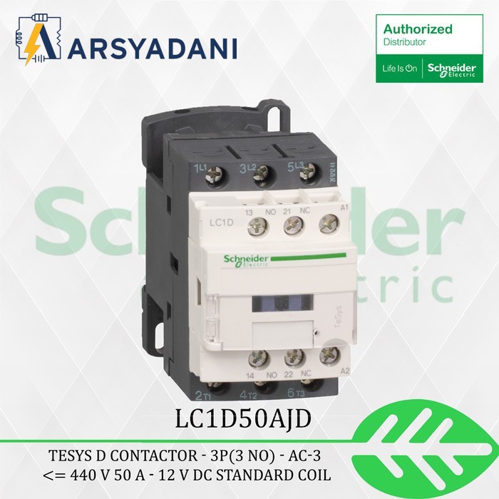 Jual LC1D50AM7 - contactor tesys D - 3P 50 A AC 440V - 220VAC Coil ...