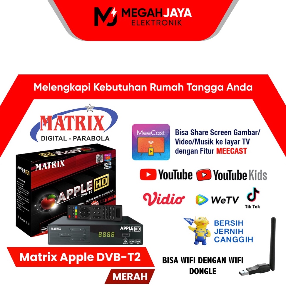 Jual Model Baru SET TOP BOX TV MATRIX APPLE MERAH / BURGER STB DVB T2 ...