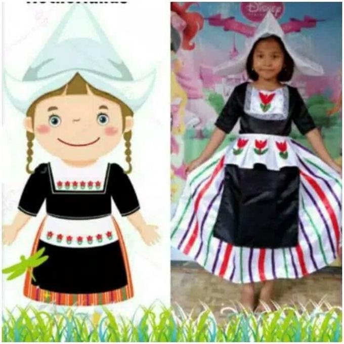 Jual Kostum Perempuan Baju Tradisional Negara Holland Belanda 2 - 12 ...