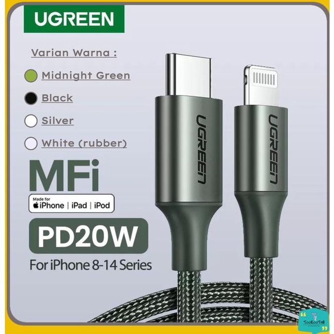 Jual UGREEN MFI Kabel Fast Charging 3A PD 36W Type C to Lightning IPhone | Shopee Indonesia