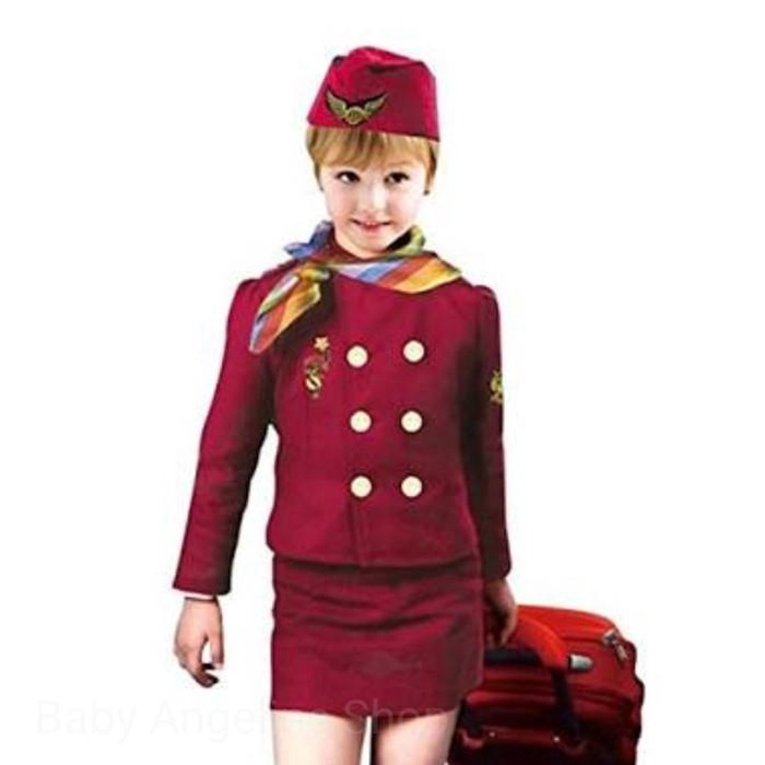 Jual Flight Attendant Stewardess Costume Pramugari Cosplay Anak Profesi ...