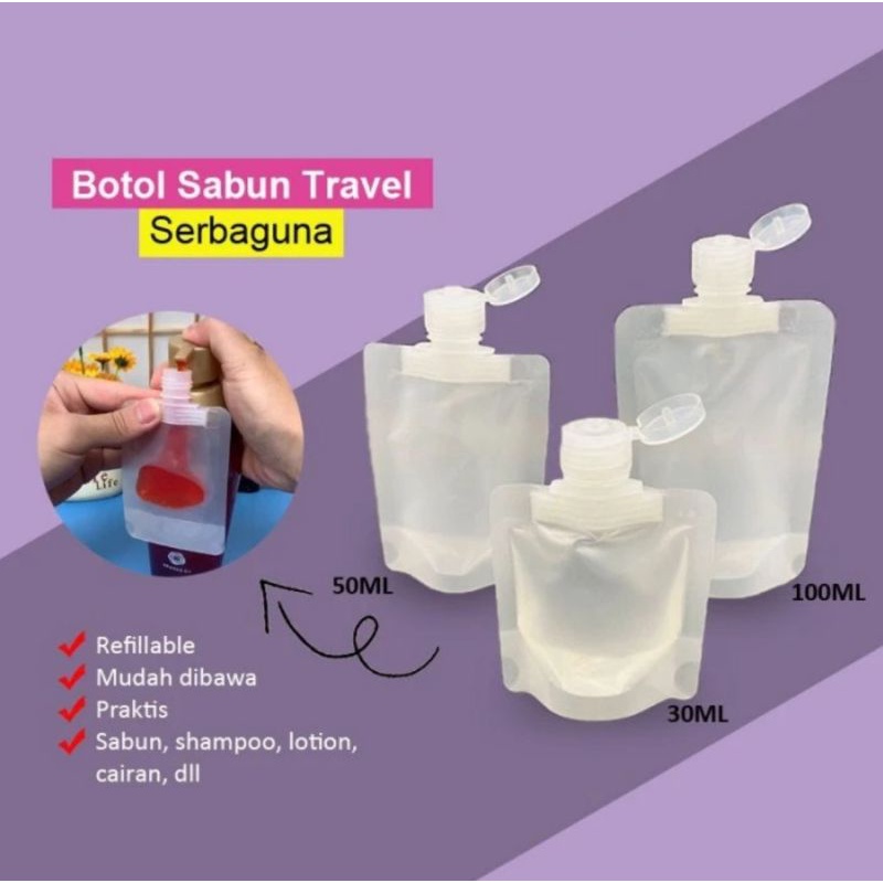 Jual Botol Sabun Travel Pouch Penyimpanan Refill Shampoo Lotion ...