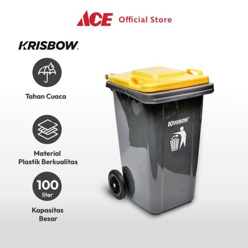 Jual Ace - Krisbow 100 Ltr Tempat Sampah Plastik Outdoor Roda Bestseller Bin | Shopee Indonesia