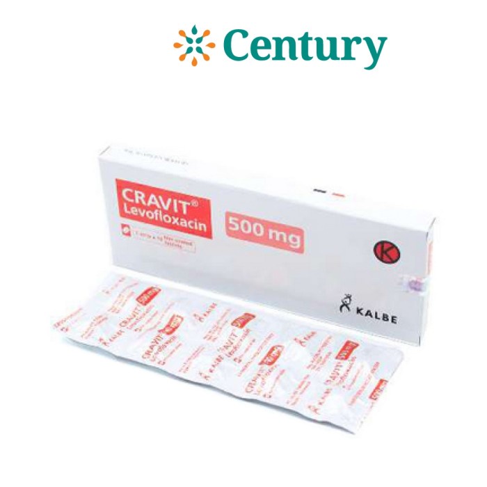 Jual CRAVIT 500 MG 1 STRIP ISI 10 TABLET / LEVOFLOXACIN / ANTIBIOTIK ...