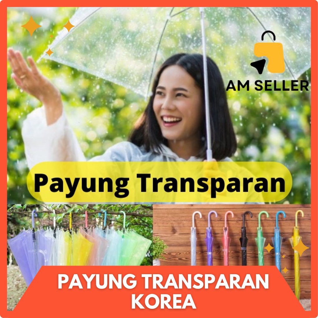 Jual Payung Transparan Bening Korea Style Model Tongkat Lipat Ukuran ...