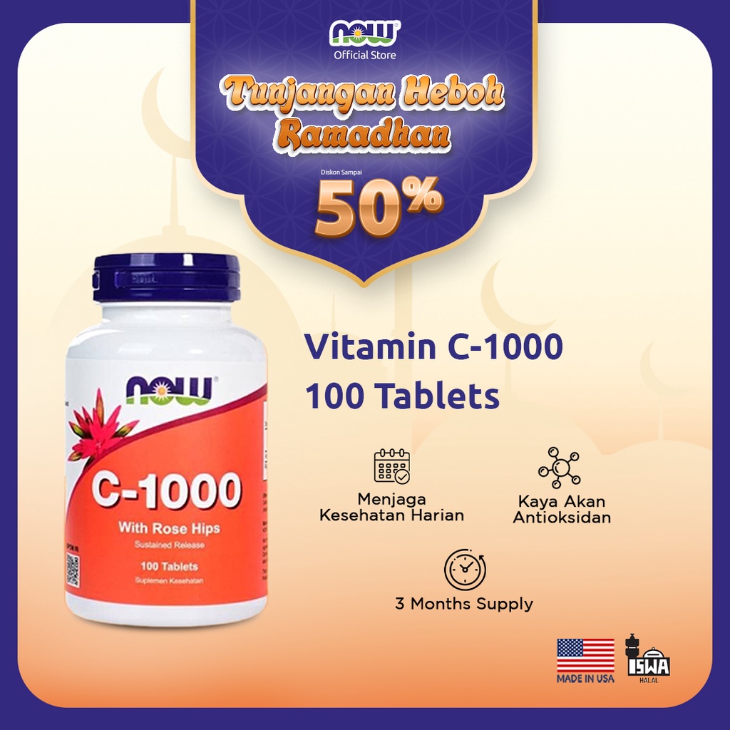 Jual NOW Supplements, Vitamin C-1000, 100 Tablets | Shopee Indonesia