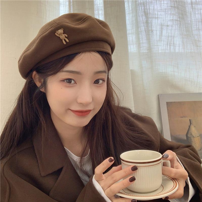 Jual [littlecrab] Topi Baret Korea Seniman Painter Motif Teddy Bear ...