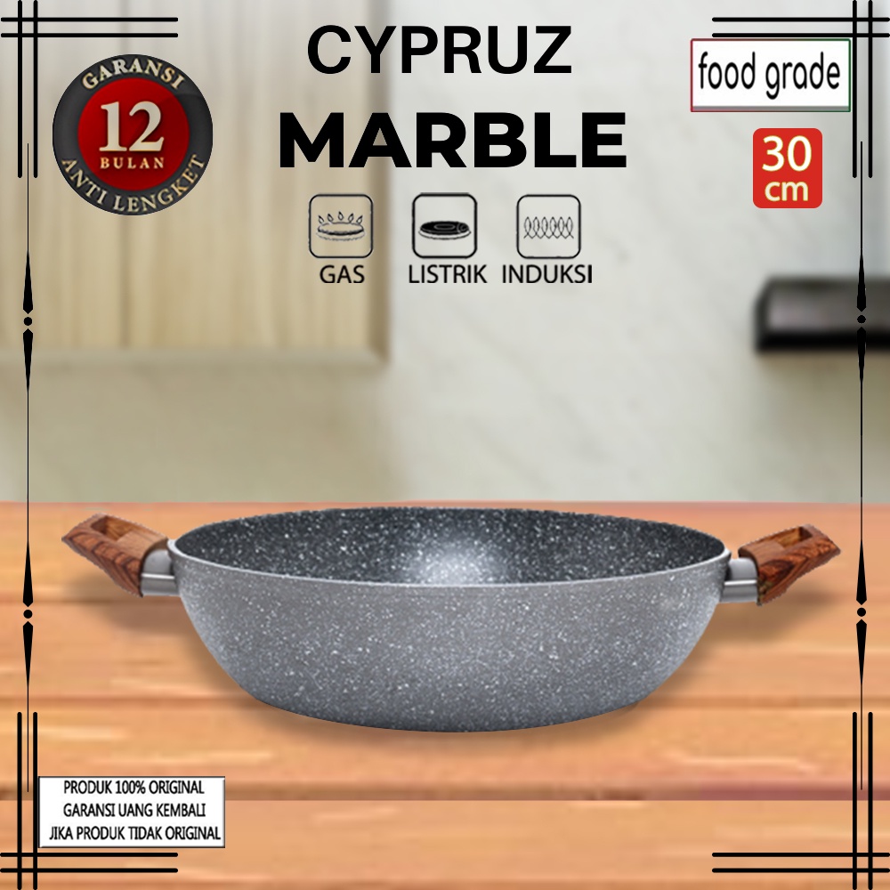 Jual Cypruz Fry Pan INDUKSI Wok Marble Penggorengan Kuali 30 cm KI-0645 | Shopee Indonesia