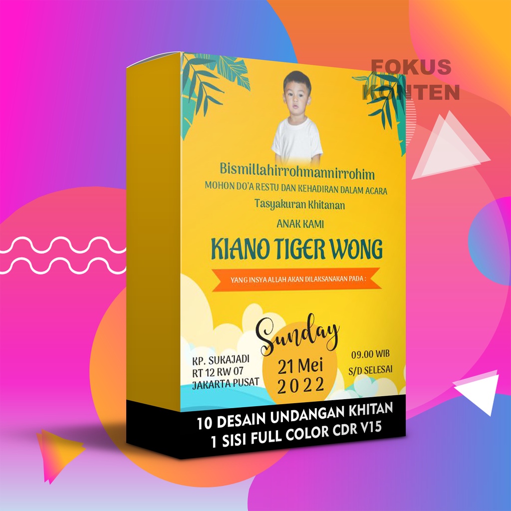 Jual 10 Desain Undangan Khitan 1 Sisi Full Color CDR v15 | Shopee Indonesia