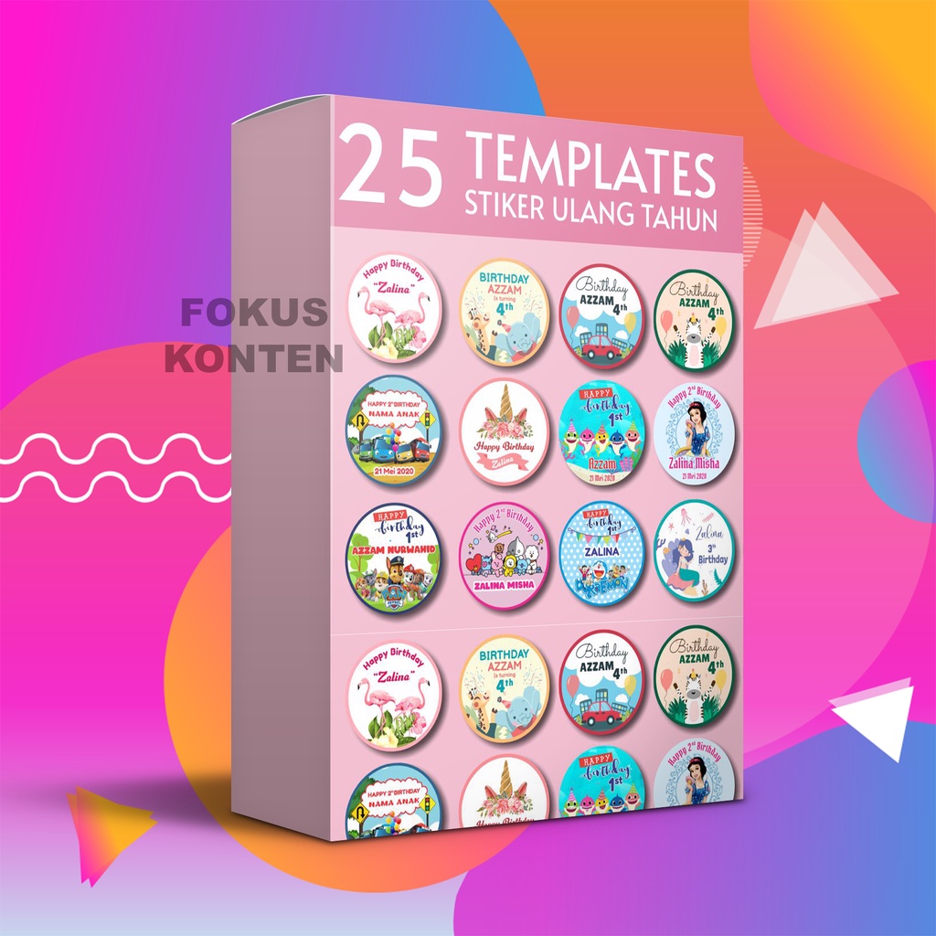 Jual 25 Desain Stiker Ulang Tahun Anak CDR v24 | Shopee Indonesia