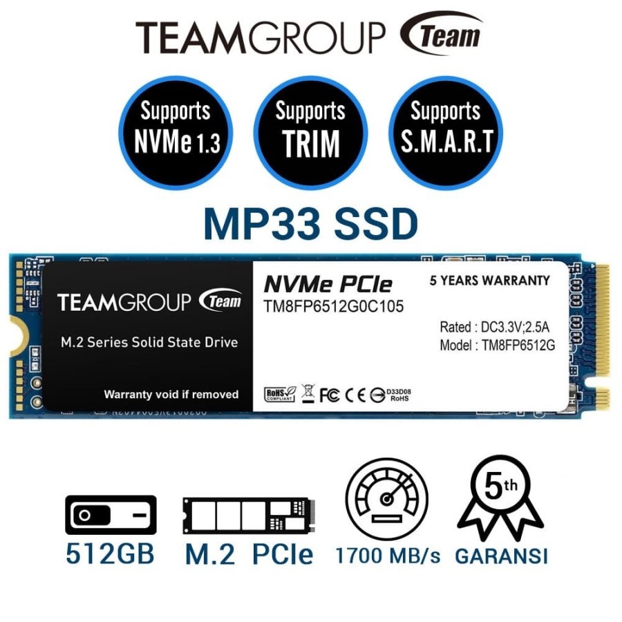Jual TEAM MP33 M.2 PCIe NVME SSD 512GB [TM8FP6256G0C101] | Shopee Indonesia
