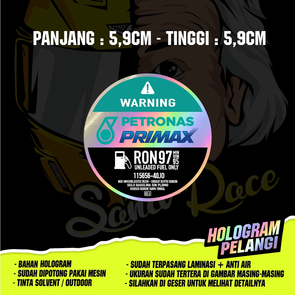 Jual sticker printing unleaded fuel only bahan bakar ron pertamax ...