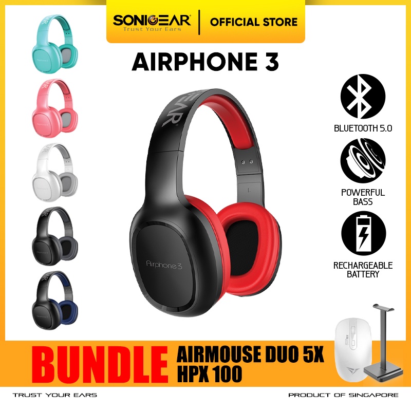 Jual Headphone Bluetooth SonicGear Airphone 3 Build-in Mic | Bundle ...
