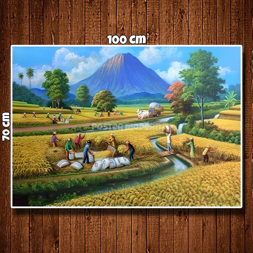 Jual HIASAN DINDING POSTER GAMBAR PANEN PADI #CODE01 UKURAN XTRA JUMBO ...