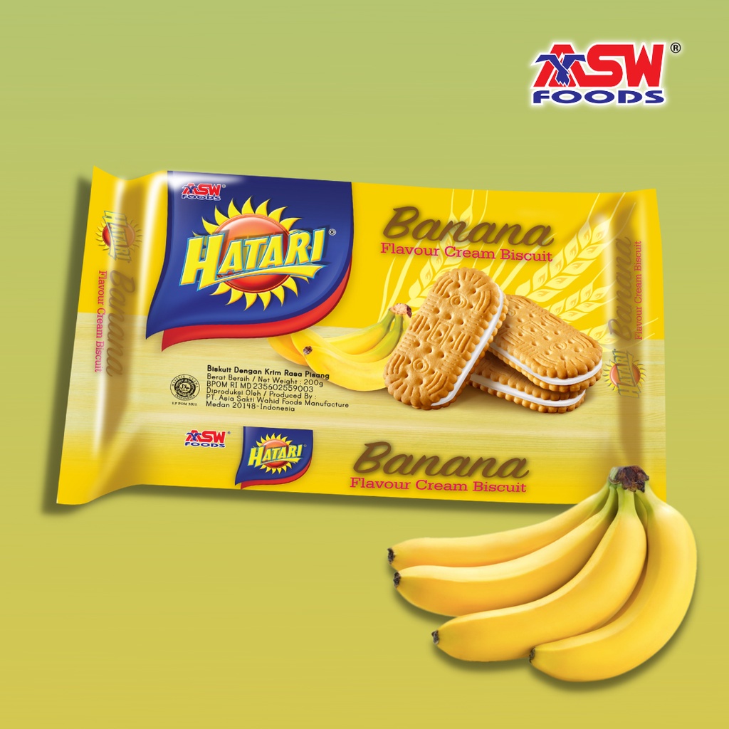 Jual Hatari Banana Flavour Cream Biscuit 190gr / ASWFoods Biskuit ...