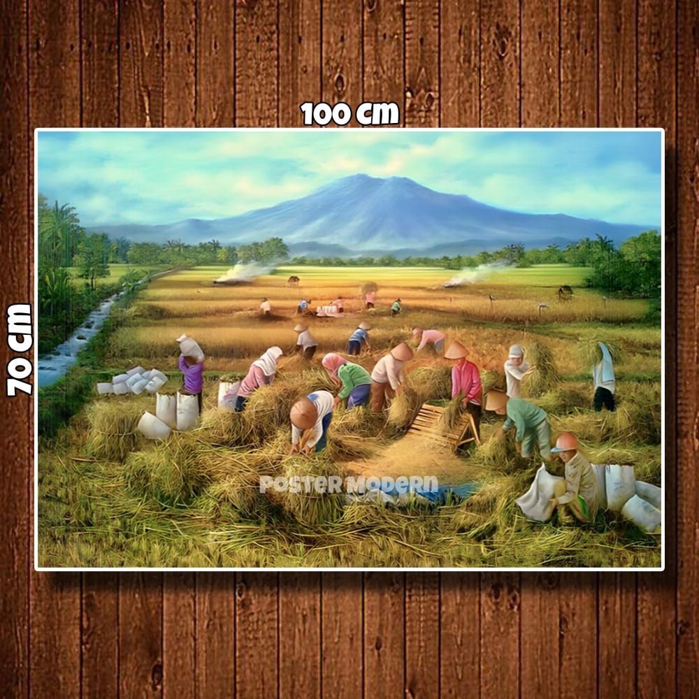 Jual HIASAN DINDING POSTER GAMBAR PANEN PADI #CODE22 UKURAN XTRA JUMBO ...