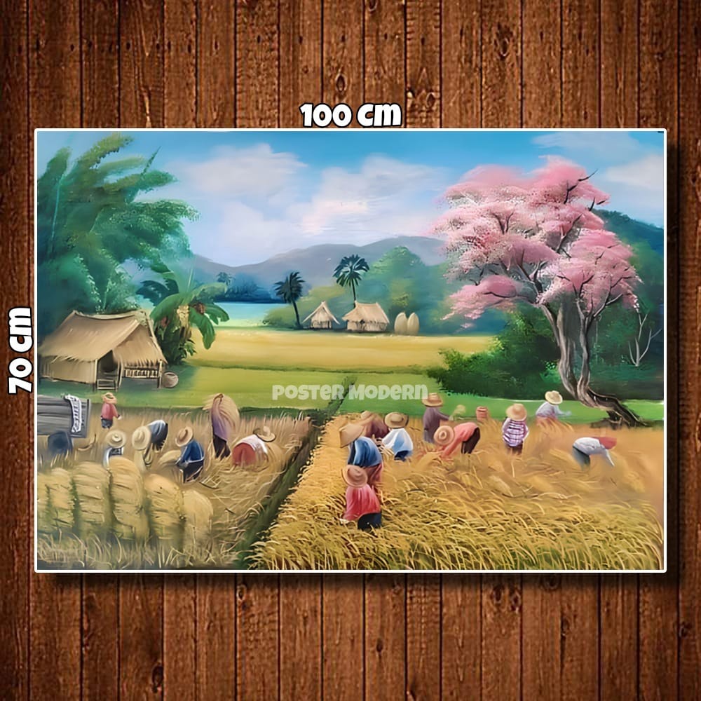 Jual HIASAN DINDING POSTER GAMBAR PANEN PADI #CODE25 UKURAN XTRA JUMBO ...