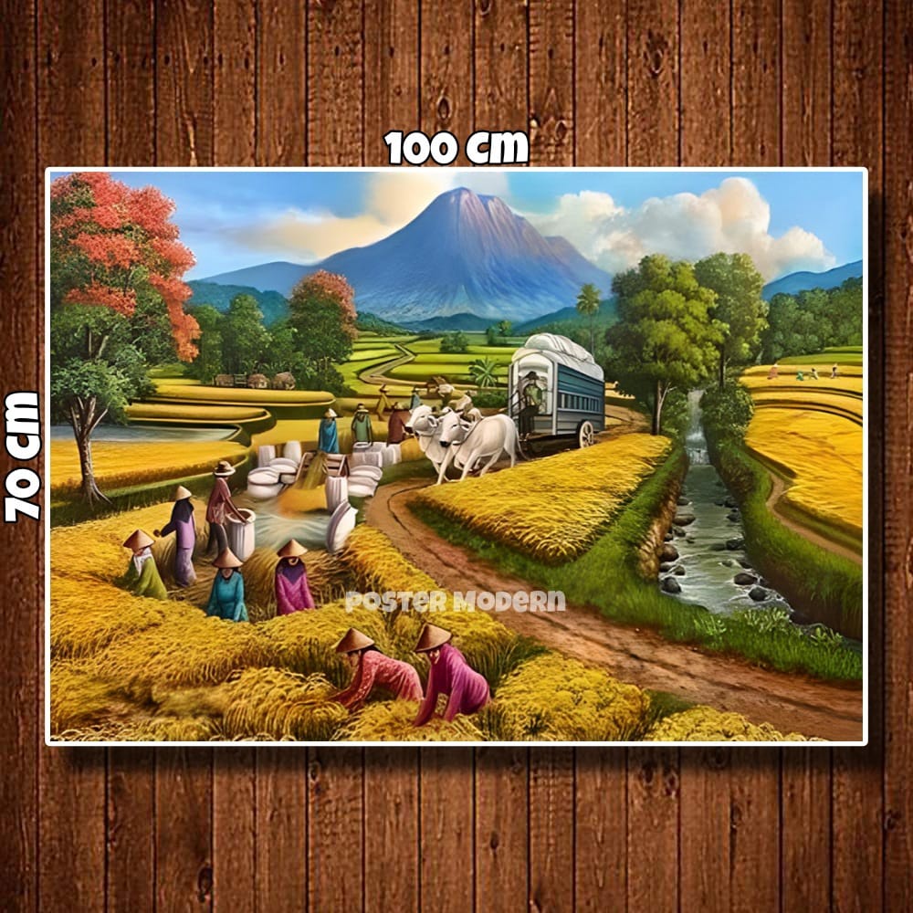 Jual HIASAN DINDING POSTER GAMBAR PANEN PADI #CODE26 UKURAN XTRA JUMBO ...