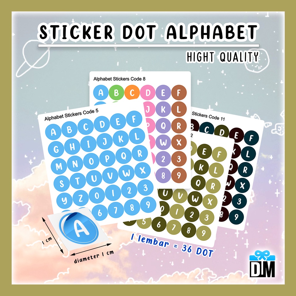 Jual Sticker Alphabet Angka Huruf Bulat Warna Pastel Color Dot Mainan ...
