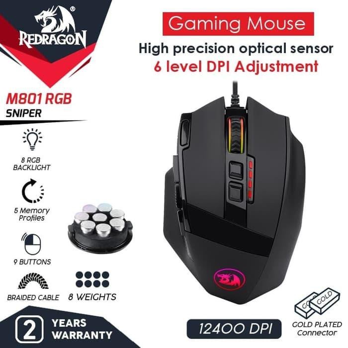 Jual REDRAGON GAMING MOUSE RGB SNIPER - M801-RGB | Shopee Indonesia