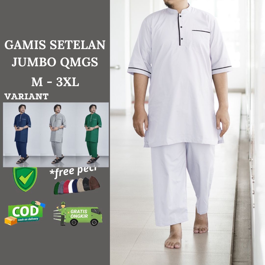 Jual Koko pakistan setelan jumbo pria gamis kurta Haji Umroh Sholat Muslim Qmgs | Shopee Indonesia