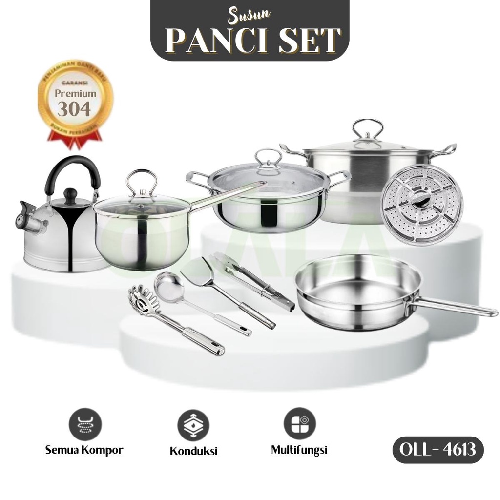 Jual PANCI 1 SET LENGKAP 13PCS HIGH QUALITY STAINLESS STEEL COOKWARE ...