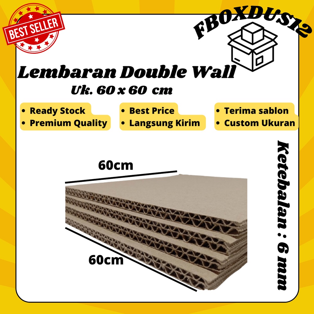 Jual Kardus Lembaran/Dus/Box Lembaran Double Wall uk.60x60cm (Baru ...