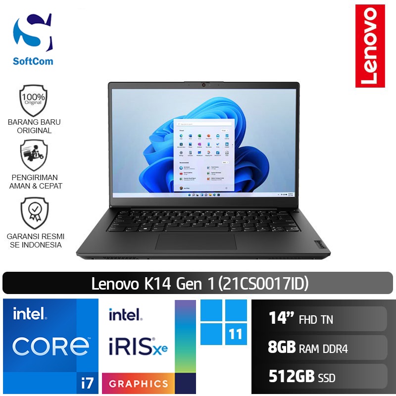 Jual Lenovo K14 Gen 1 17ID Core i7 1165G7/8GB/512GB SSD/14"FHD/W11/Black | Shopee Indonesia