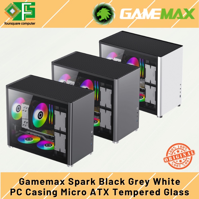 Jual PC Casing Gamemax Spark Hitam Grey Putih | CPU Case Gaming Micro-ATX | Shopee Indonesia