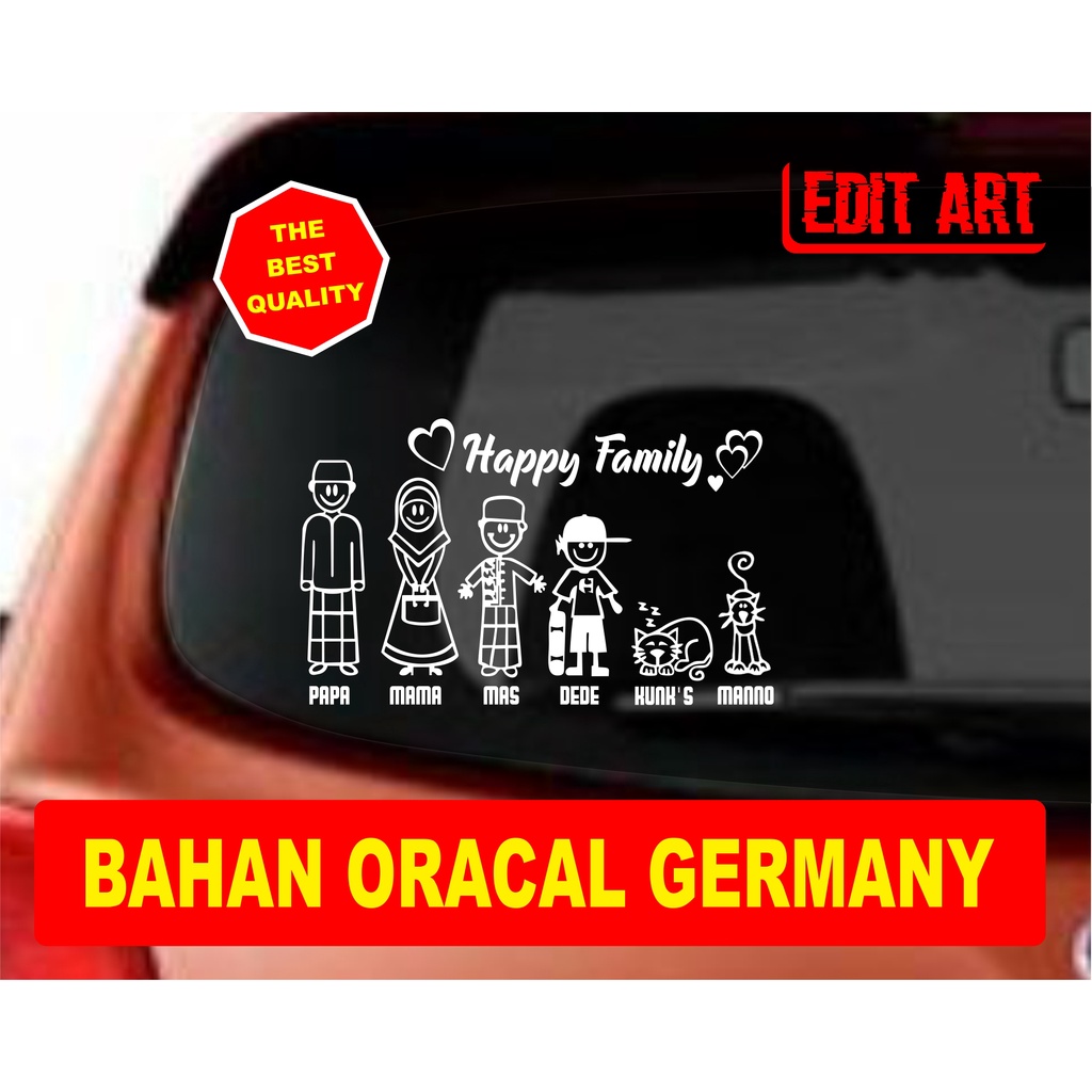 Jual Stiker Cutting Happy Family Mobil Bahan Oracal Germany | Shopee ...