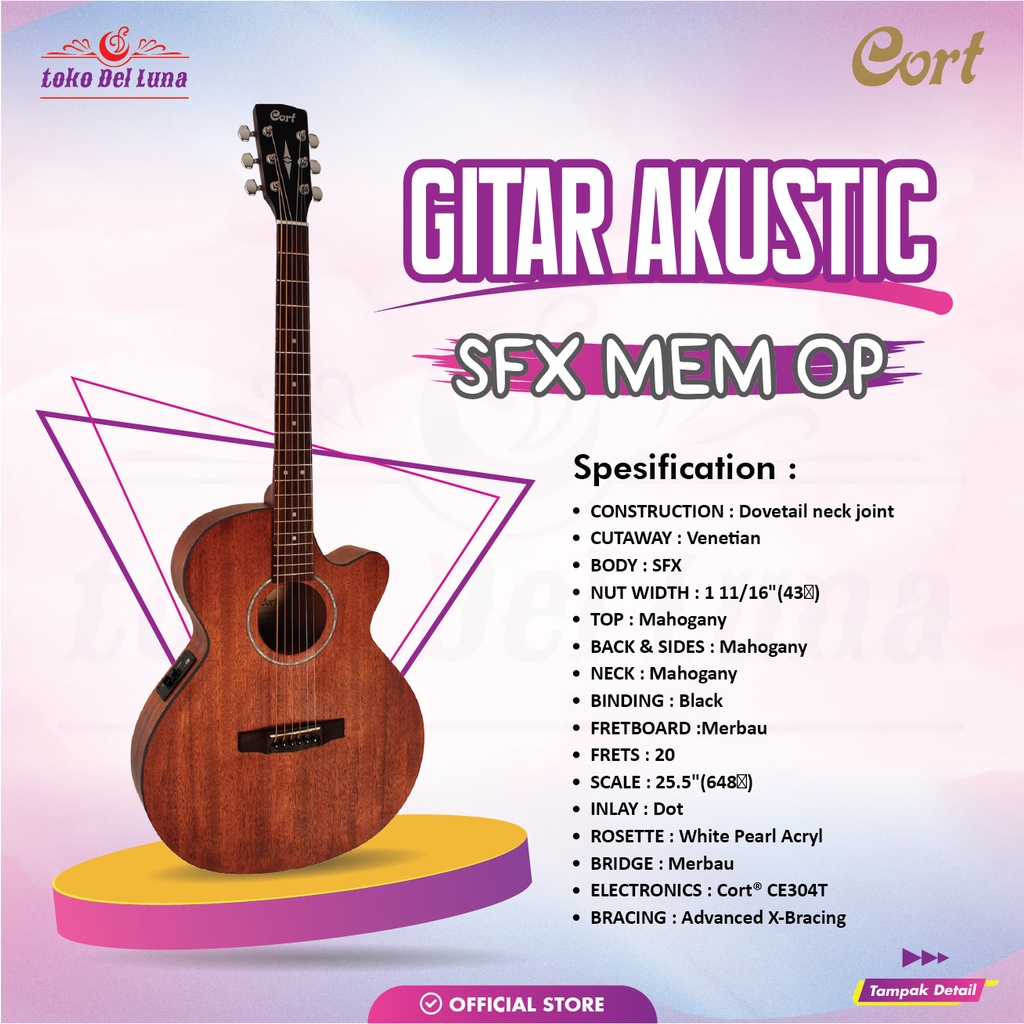 Jual Gitar Akustik CORT SFX MEM OP ACOUSTIC ELECTRIC GUITAR - ORIGINAL | Shopee Indonesia