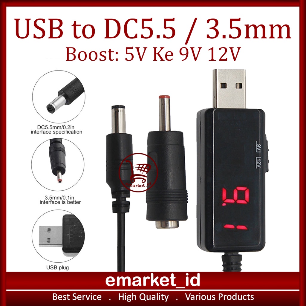 Jual Konverter USB to DC5.5 / 3.5mm Boost DC 5V Ke 9V 12V / LED Kabel ...