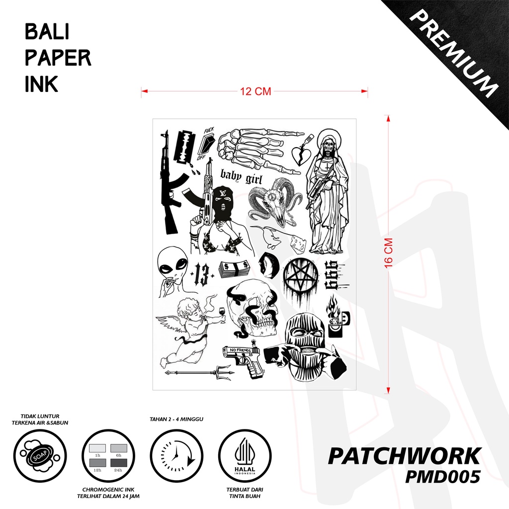 Jual PMD005 Patchwork Premium Bali Paper Ink Tato Temporer Semi ...
