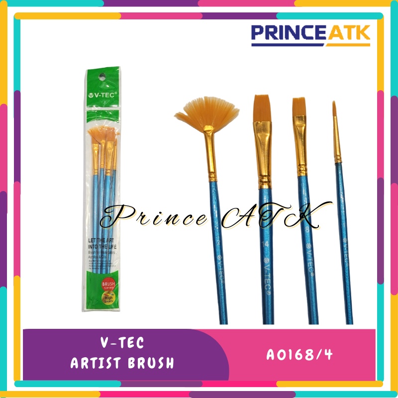 Jual V-TEC KUAS ARTIST BRUSH A0168-4 (ISI 4 PCS) | Shopee Indonesia