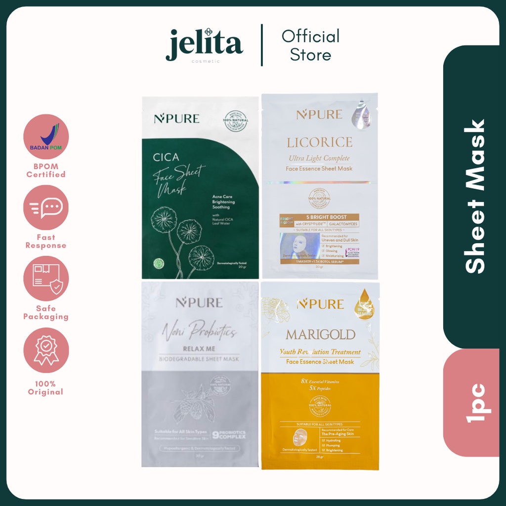 Jual Jelita Cosmetics - Npure Face Sheet Mask | Shopee Indonesia