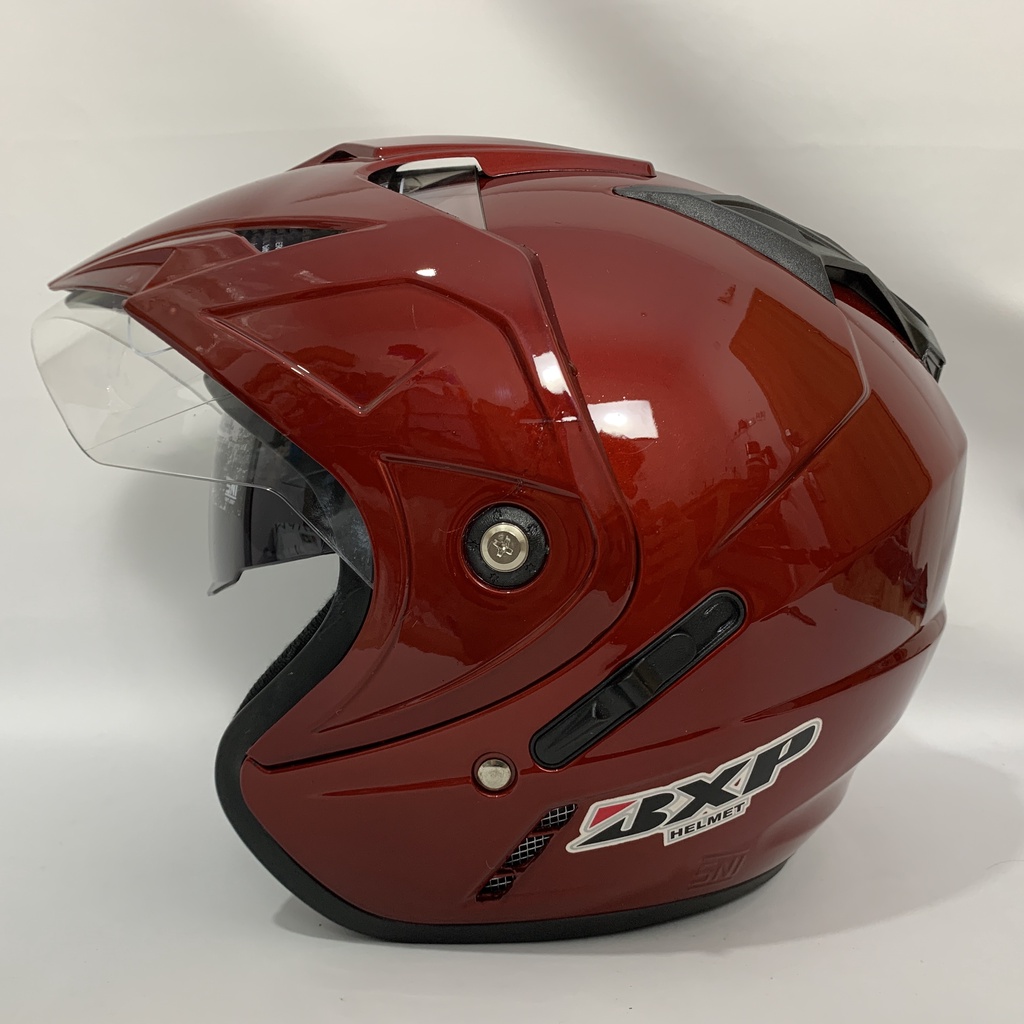 Jual Helm JP 7 Merah Glossy - SNI Dewasa Polos Solid Dua Kaca Double ...