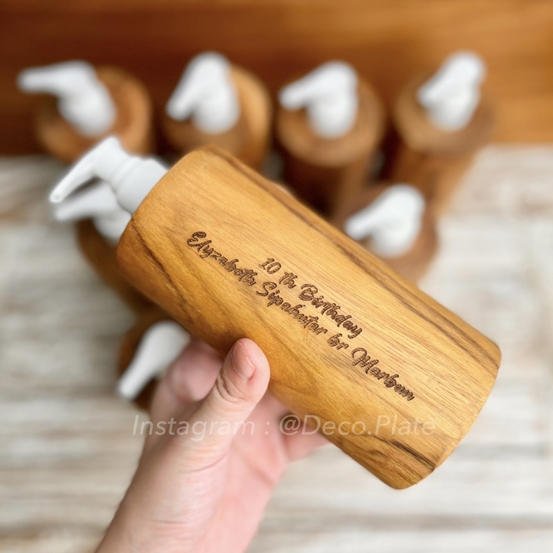 Jual botol sabun kayu | wooden soap bottle | botol kayu | botol grafir ...